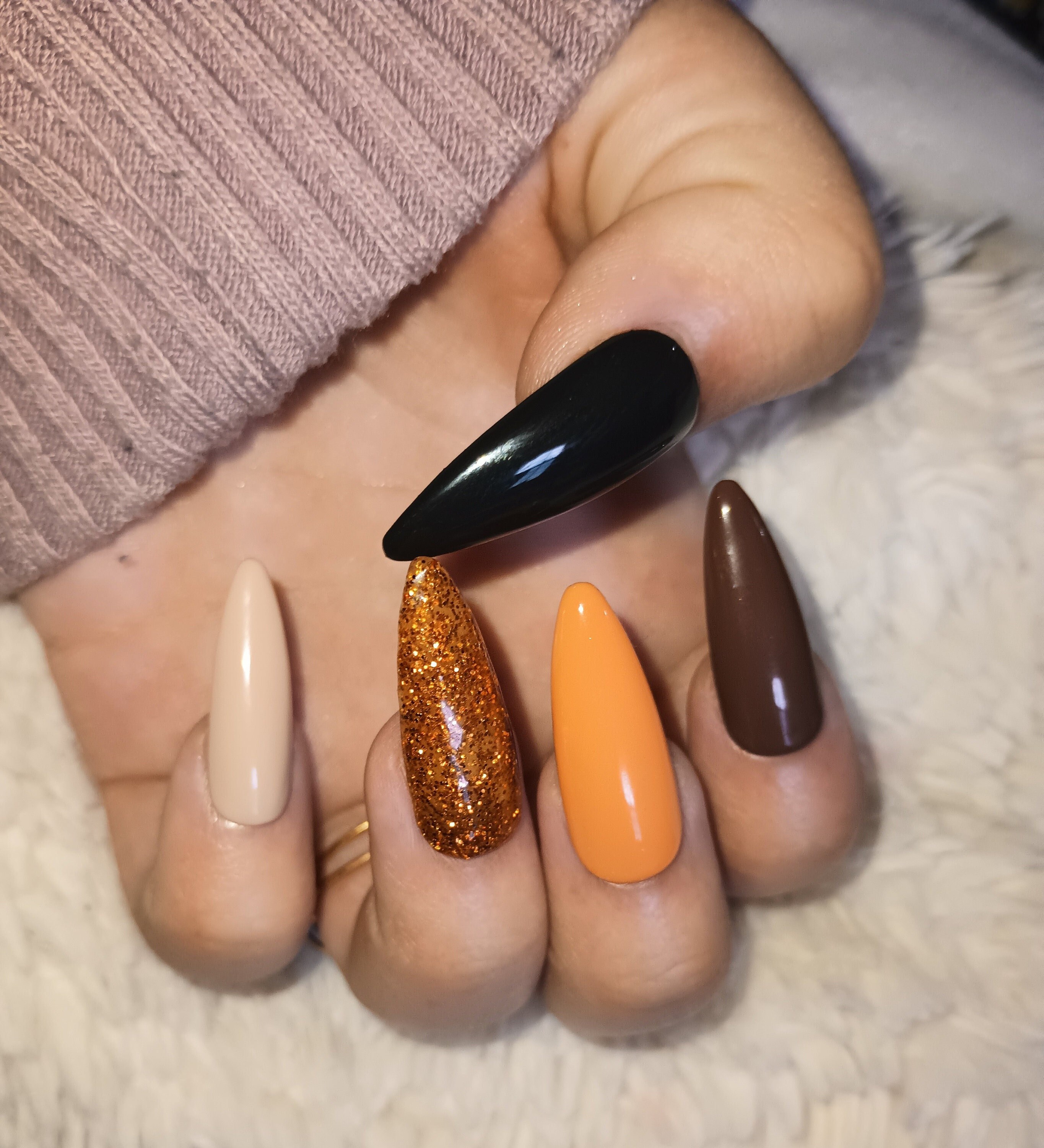 Fall Press on Nails, With Glitter - Etsy