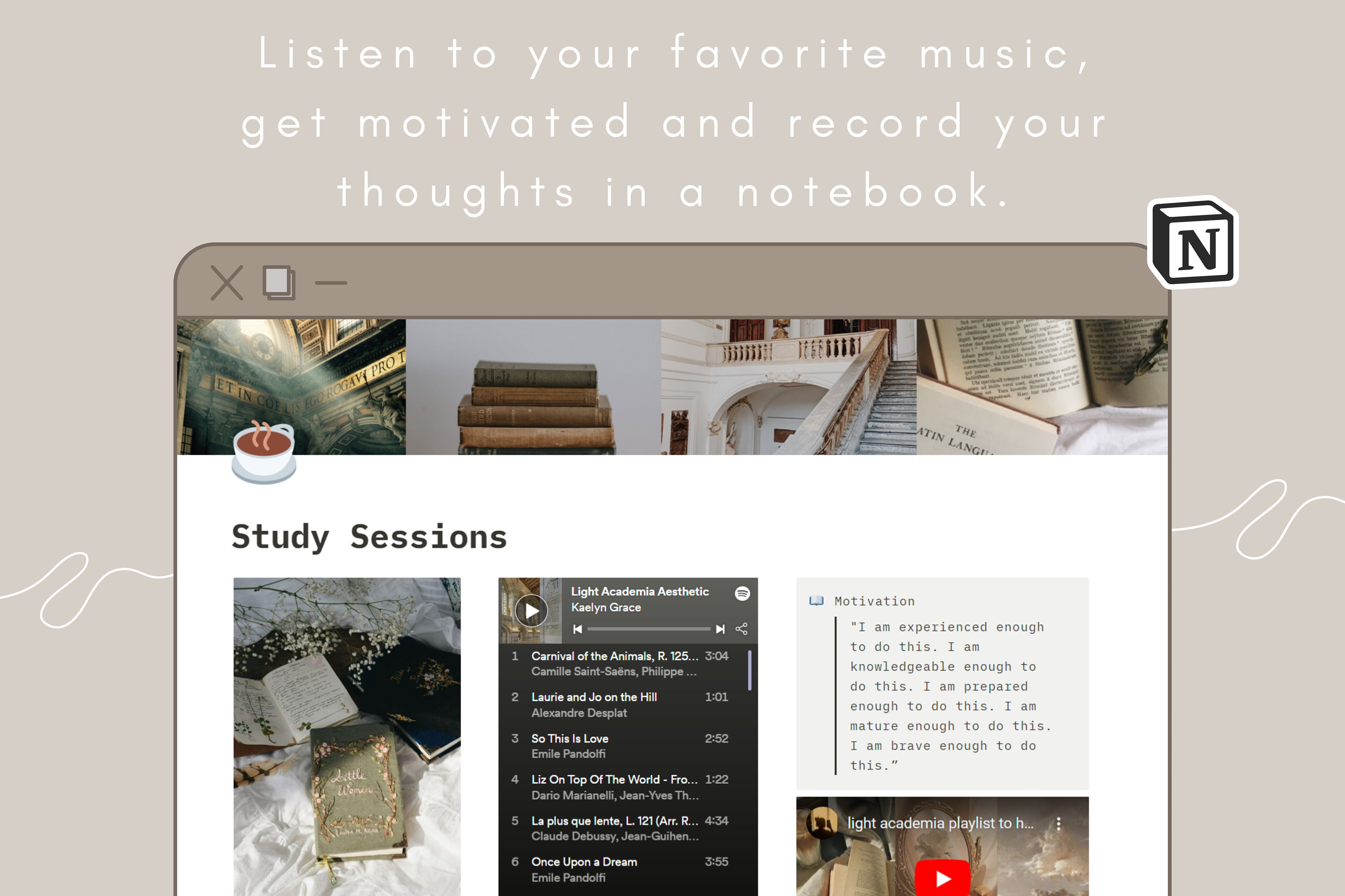 Light Academia Student Notion Template Planner, Aesthetic Notion Life ...