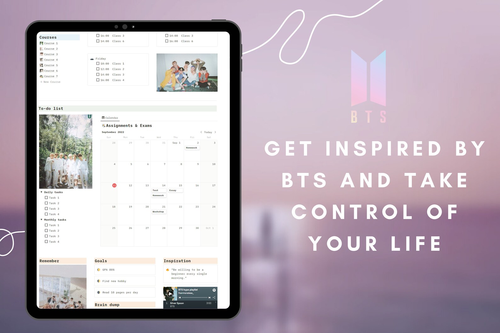 Notion BTS, Student Notion Template Planner, Aesthetic BTS Notion ...