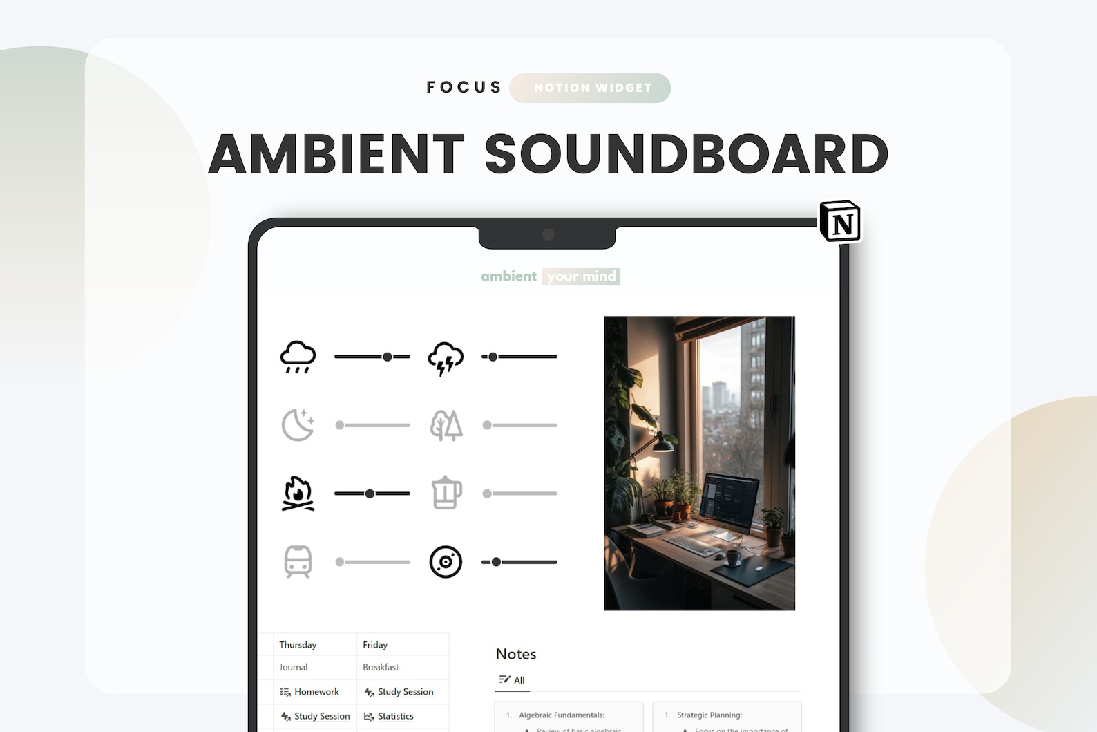 Ambient Soundboard Notion Widget Focus Widget Notion Widgets for Notion ...