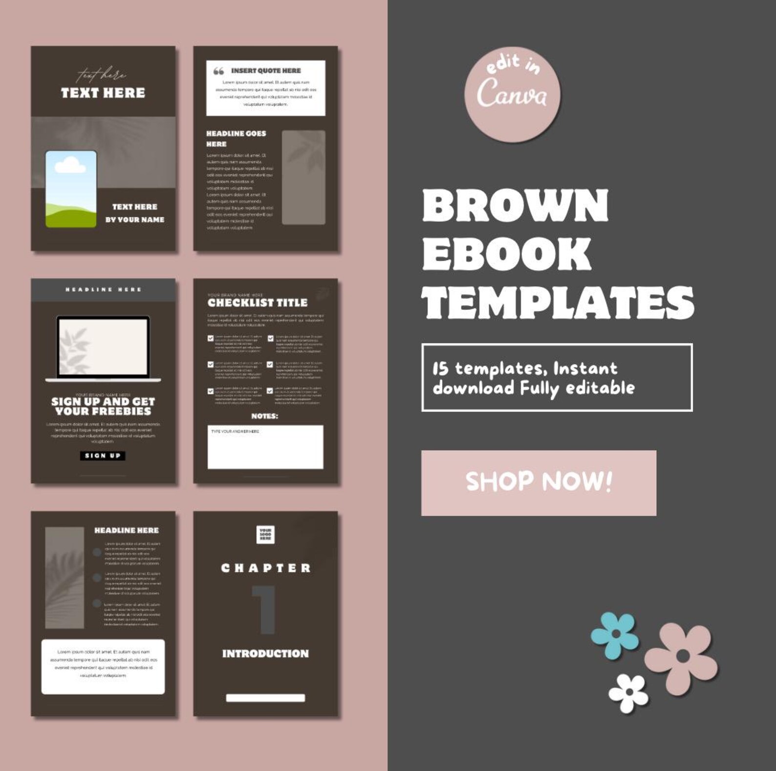 MRR PLR Dark Brown Aesthetic Ebook Template | Rebrandable Canva Template | Editable Ebook Design ...
