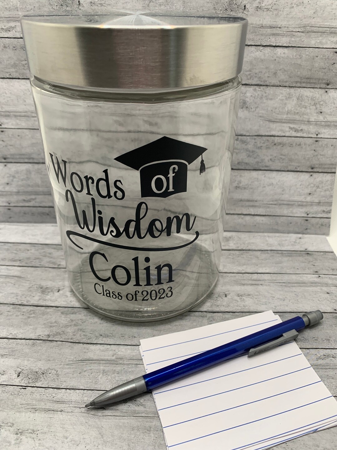 Personalized Words of Wisdom Graduation Jar - Party Decor, Keepsake ...