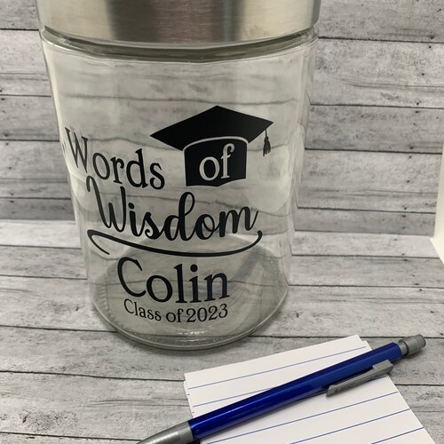 Graduation Wishes Words of Wisdom Personalized Jar Decal - Etsy