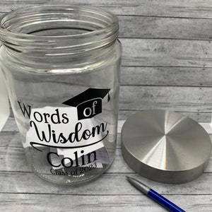 Personalized Words of Wisdom Graduation Jar - Party Decor, Keepsake ...