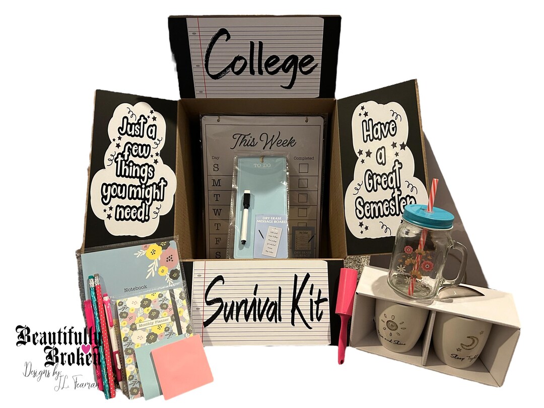 College Survival Kit With Whiteboards, School Supplies, Coffee Mug ...