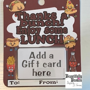 Teacher Appreciation Card, Gift Card Holder, Thank You Card, Food ...