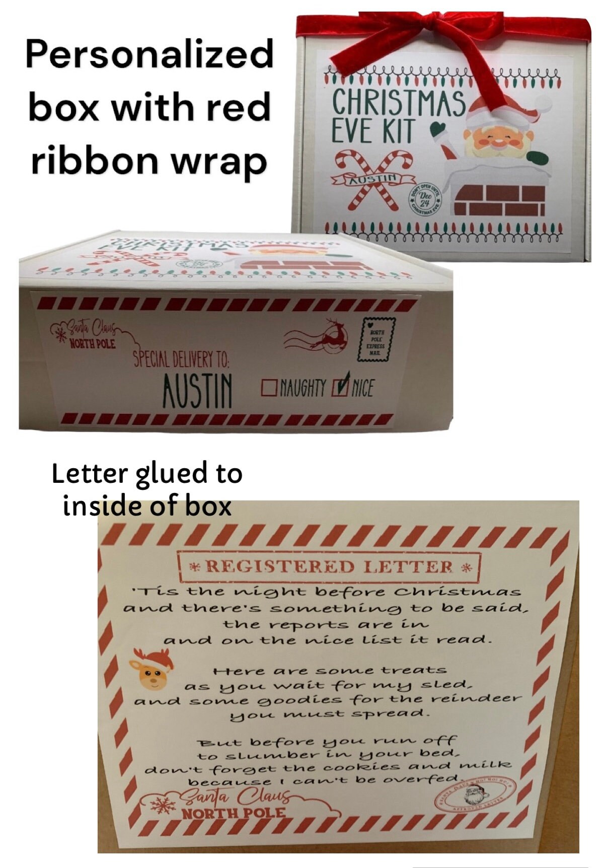 Personalized Christmas Eve Kit. Several Options-milk & Cookies, Hot ...