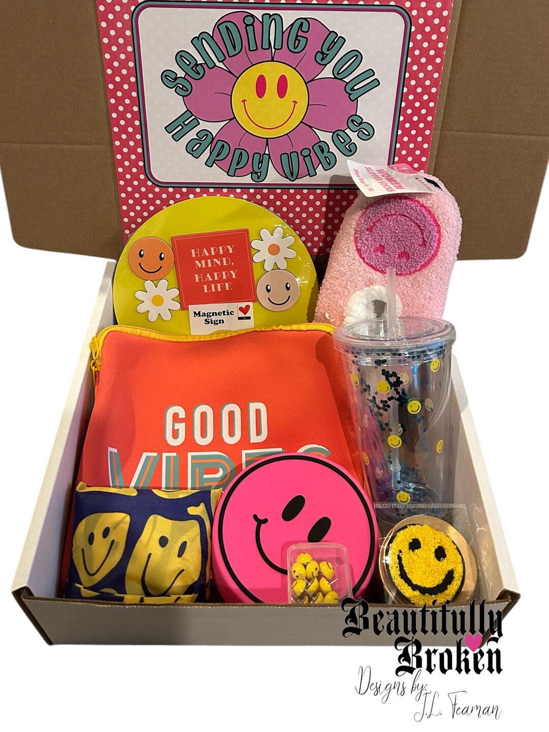 Happy, Smile Face Themed Care Package, Stay Positive Gift Package ...