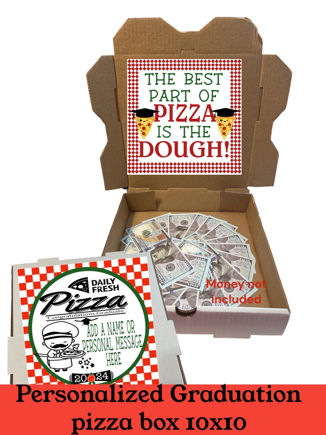 Personalized Pizza Box Gift Box -fun/creative Money Holder. Graduation ...