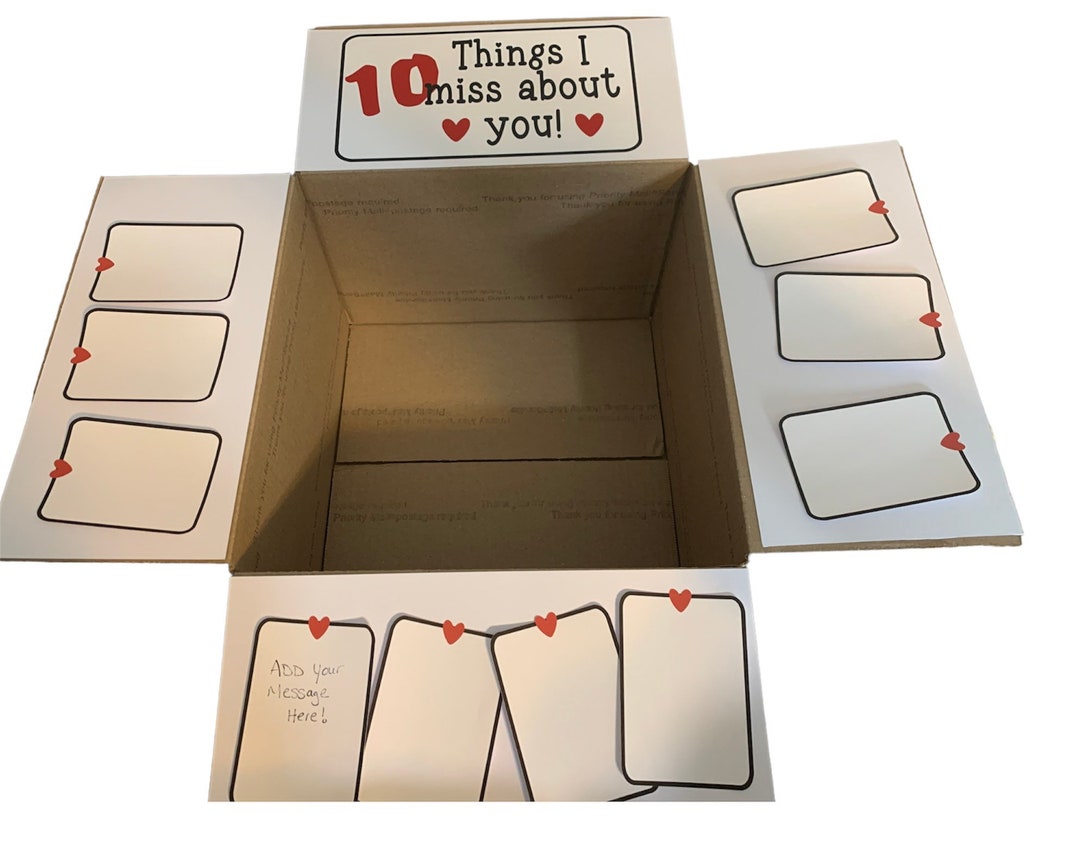 10 Things I Miss About You Themed Care Package Box Decor/stickers ...