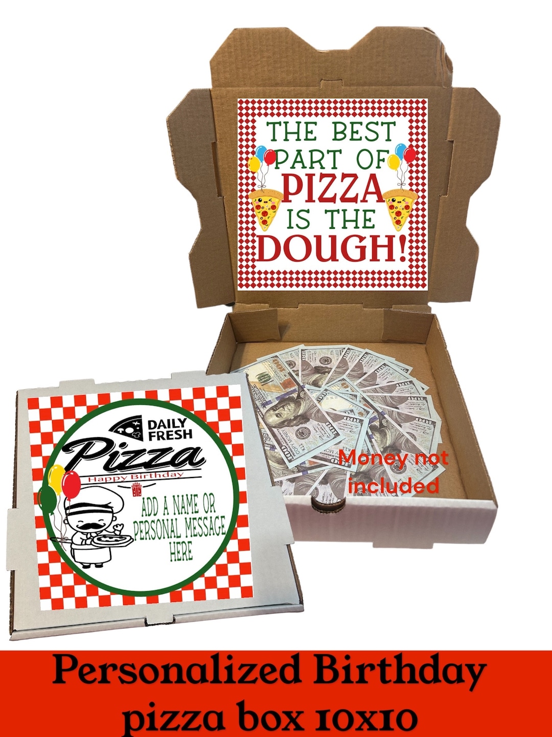 Personalized Pizza Box Gift Box -fun/creative Money Holder. Birthday ...