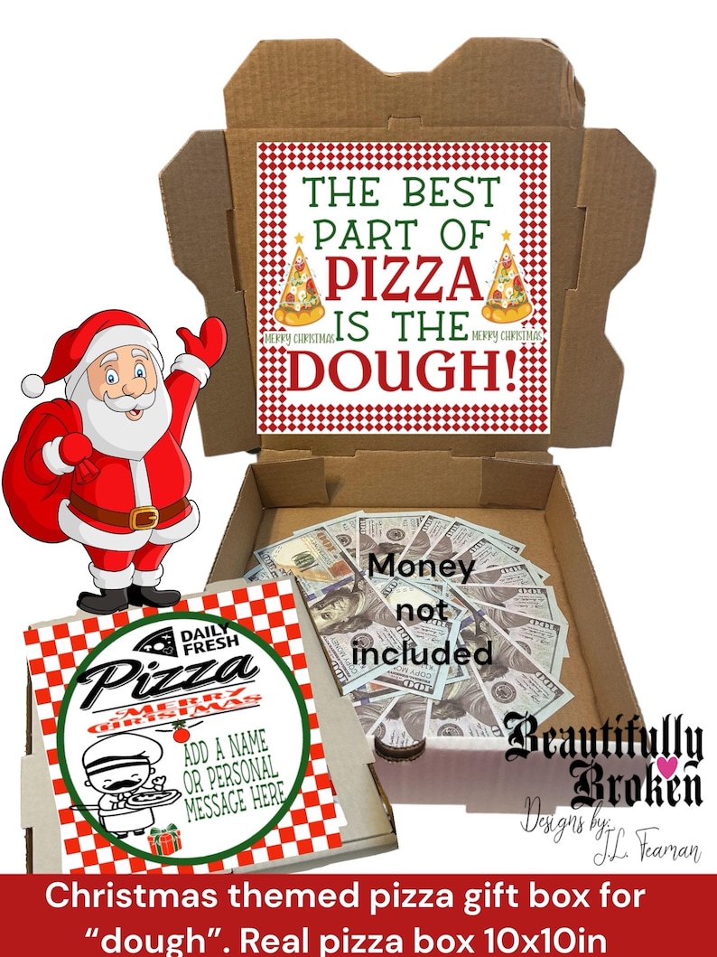 Personalized Pizza Box Gift Box -fun/creative Money Holder. Christmas ...