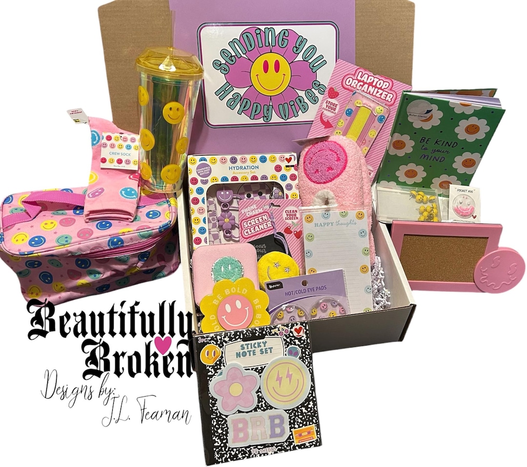 Happy, Smile Face Themed Care Package, Stay Positive Gift Package ...