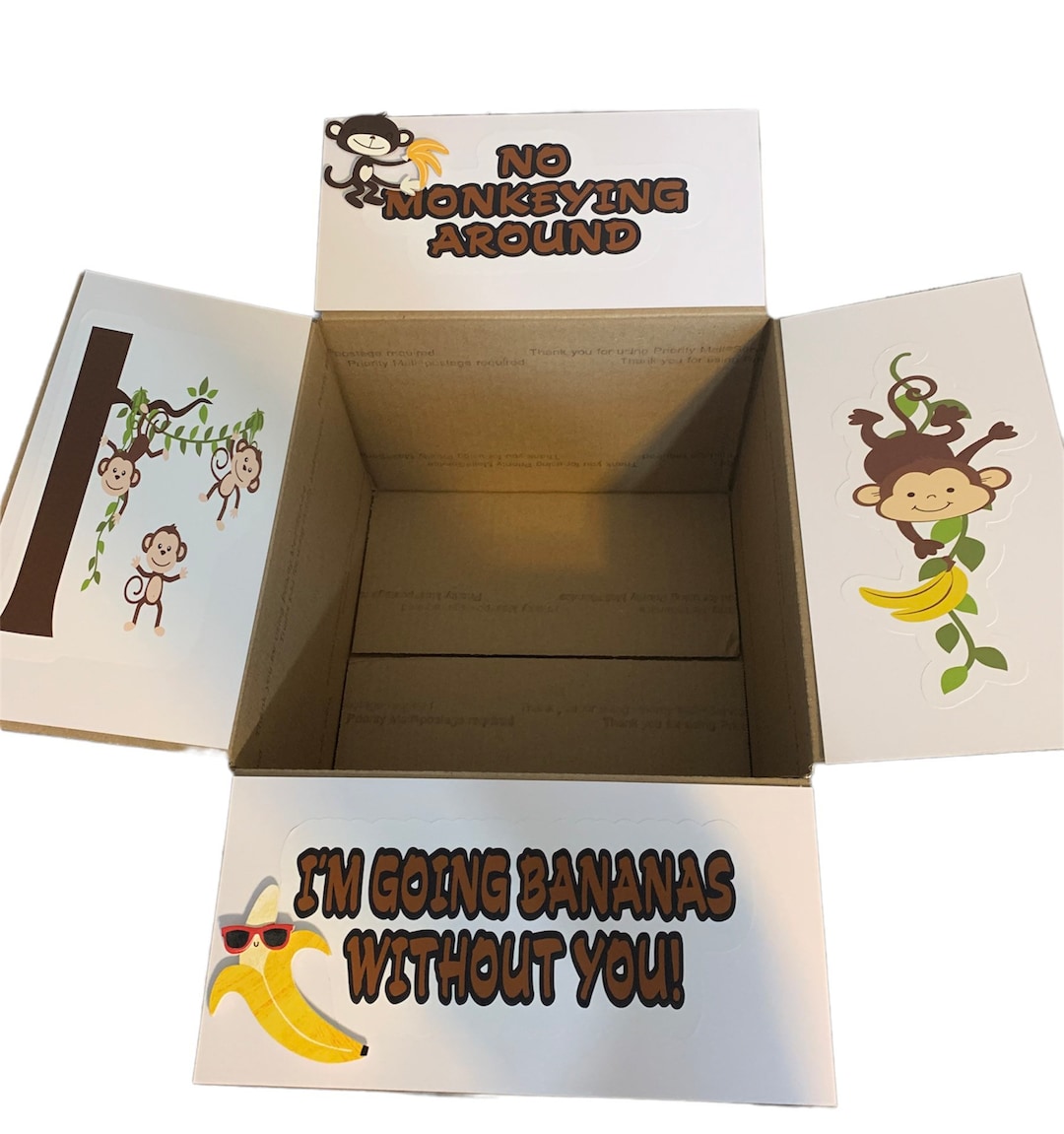 Monkey/banana Themed Care Package Box Decor/stickers/labels - Perfect ...