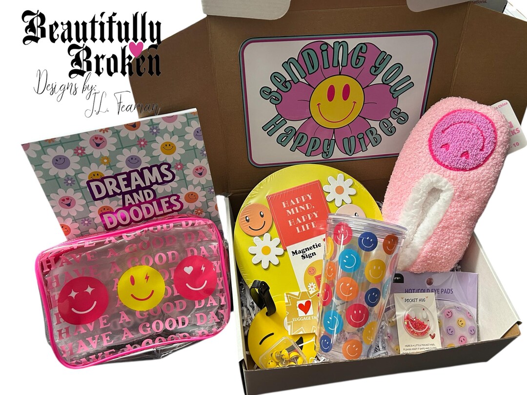 Happy, Smile Face Themed Care Package, Stay Positive Gift Package ...