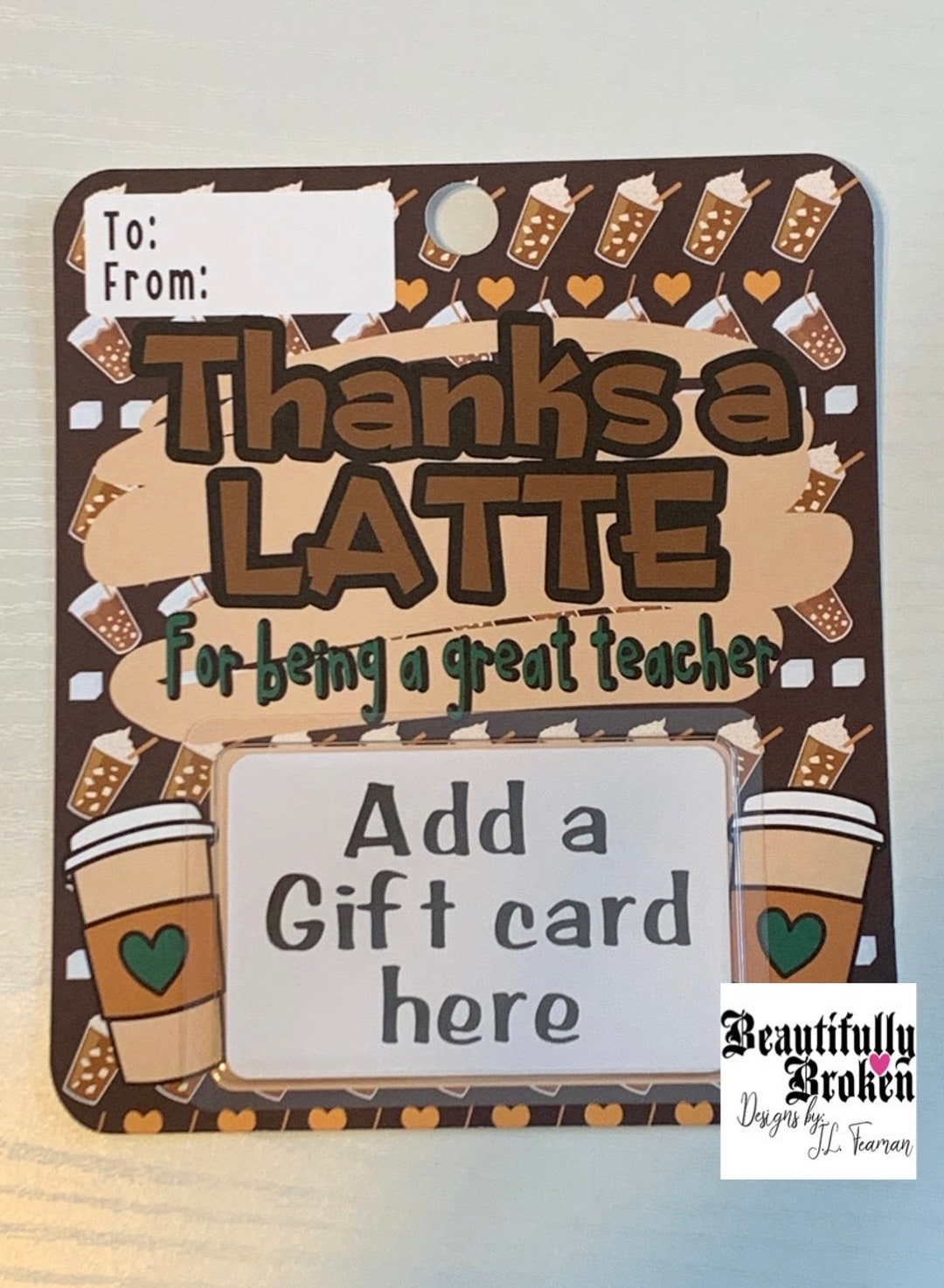 Teacher Appreciation Card, Gift Card Holder, Thank You Card, Coffee ...