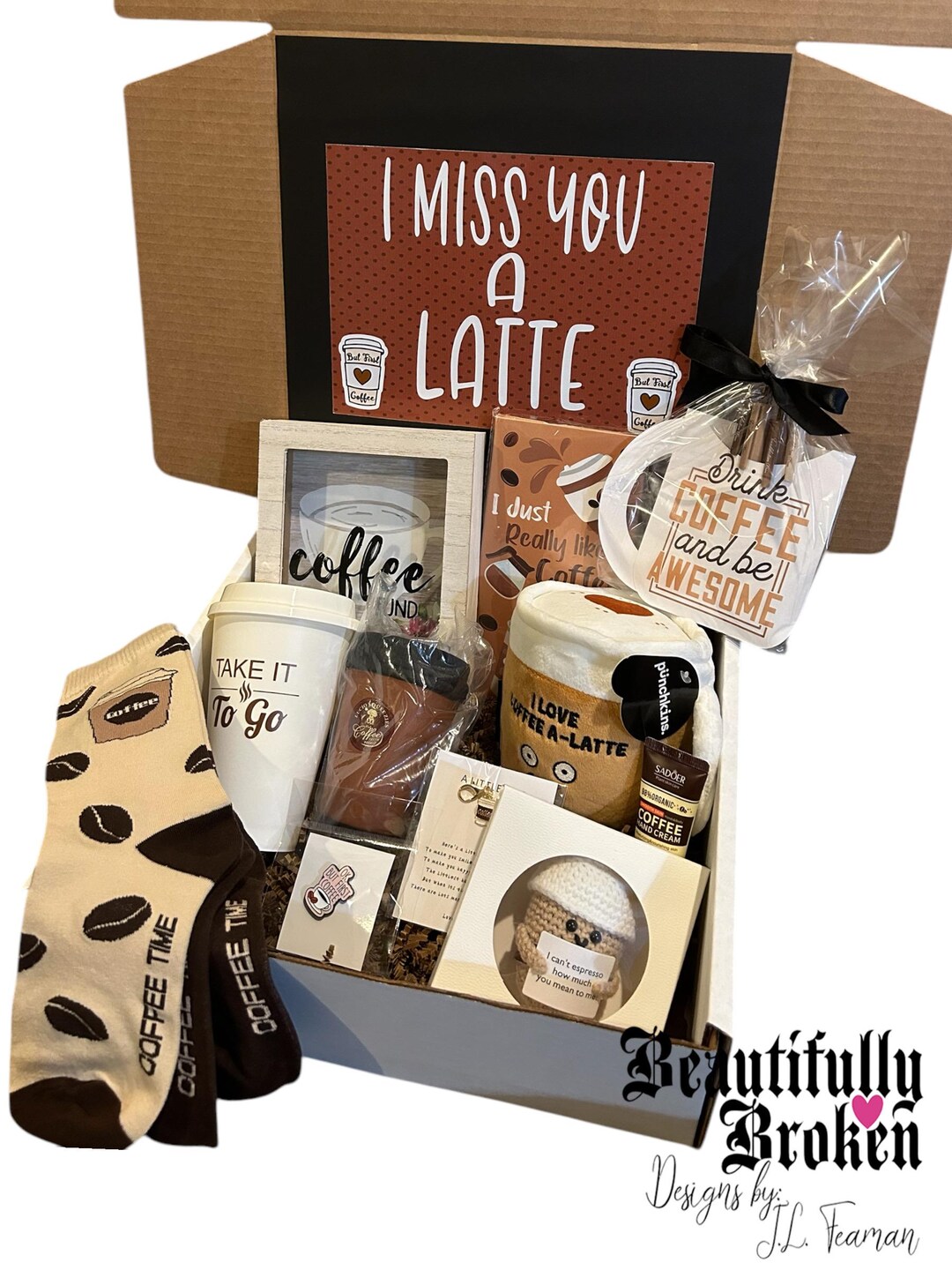 I Miss You a Latte, College Care Package Gift Box, Coffee Themed Gift ...