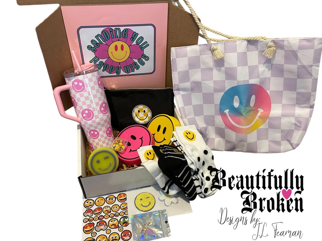 Happy, Smile Face Themed Care Package, Stay Positive Gift Package ...