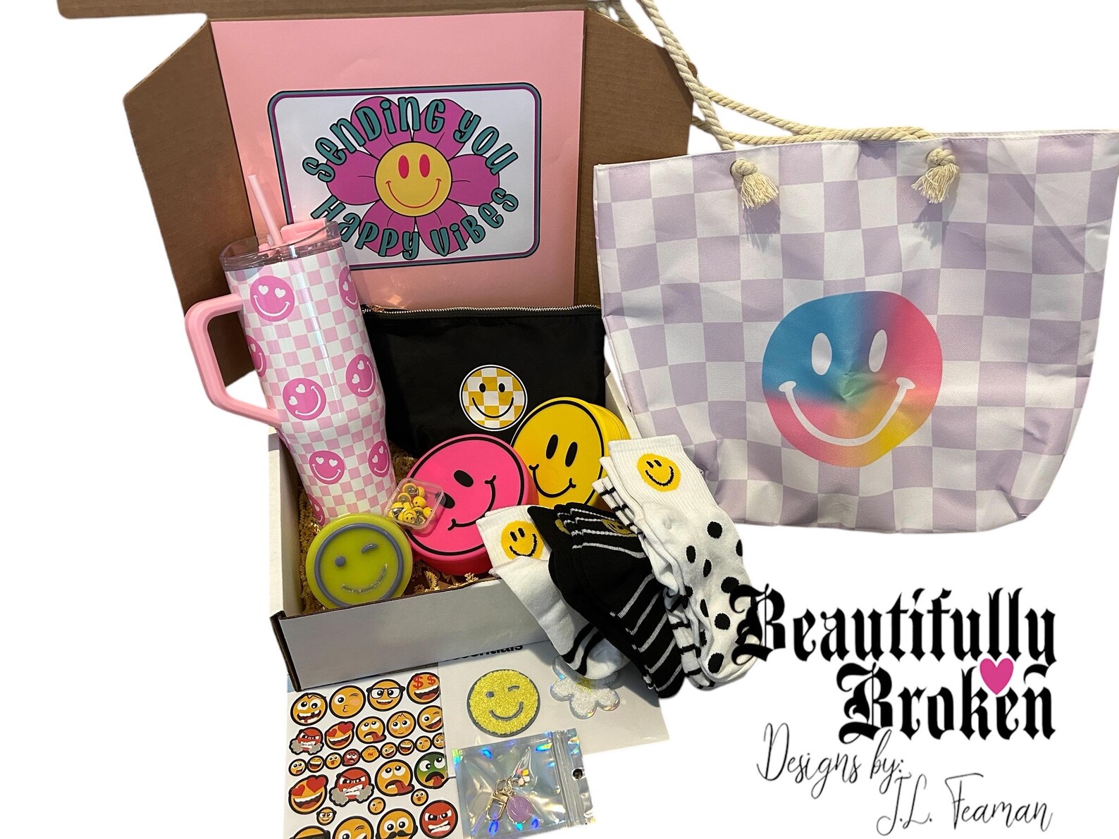 Happy, Smile Face Themed Care Package, Stay Positive Gift Package ...
