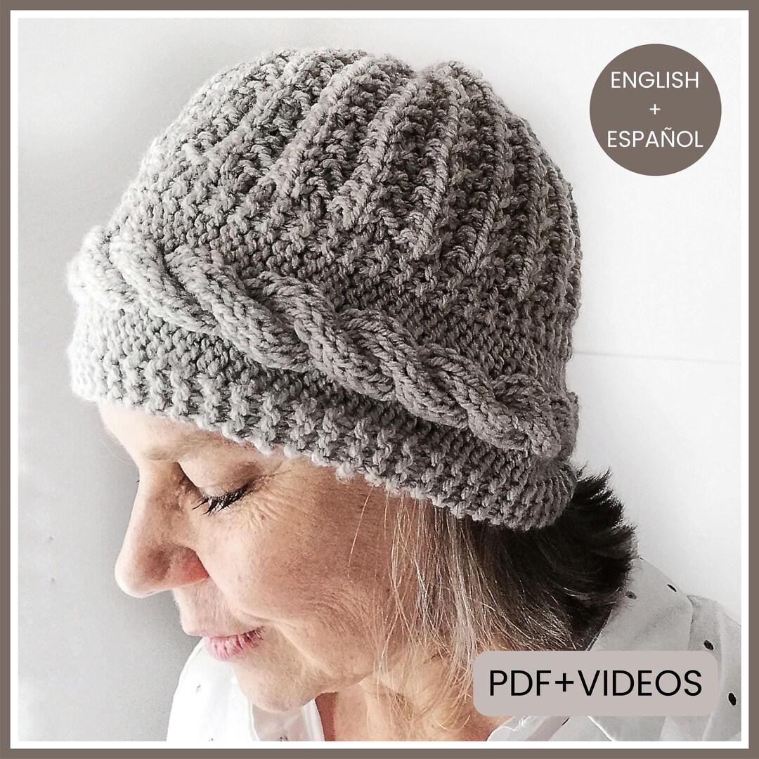 Cable Beani Hat, Beani Hat Tutorial, Knitting Pdf Hat, Knitting ...