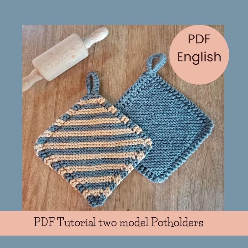 Potholder Knitting Pattern. Two Model Potholder Tutorial. Potholder ...