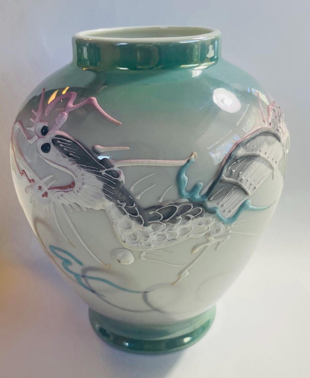 Japanese Lusterware Vase Moriage Dragon Textured 6 Inches - Etsy