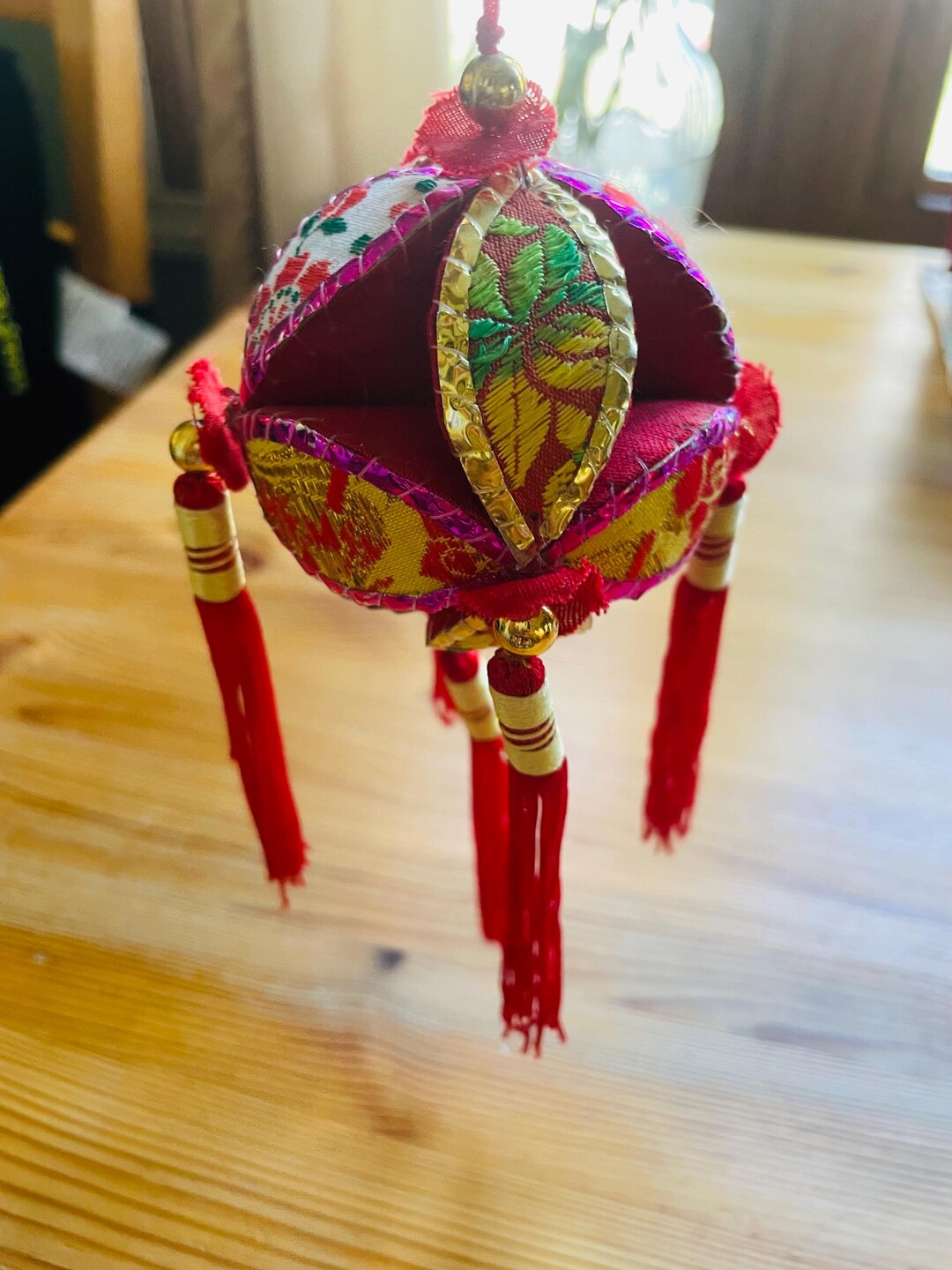 Vintage Chinese Embroidered Ball With Tassels Hanging Decoration Rare ...