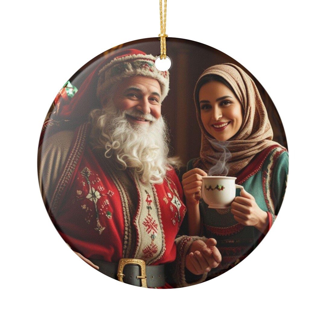 Middle Eastern Santa Claus and Mrs. Claus in Hijab Christmas Ornament ...