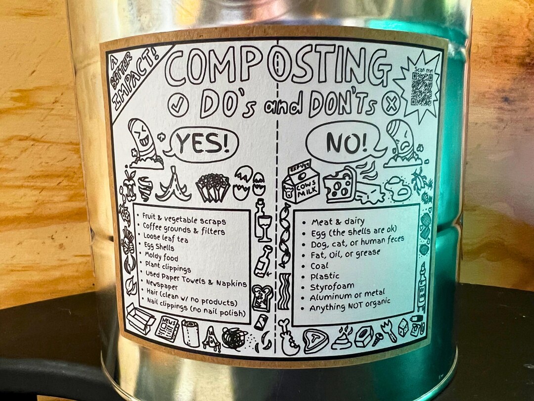 What Can Be Composted? 5"x4" Compost Bin Sticker | Quick Reference ...