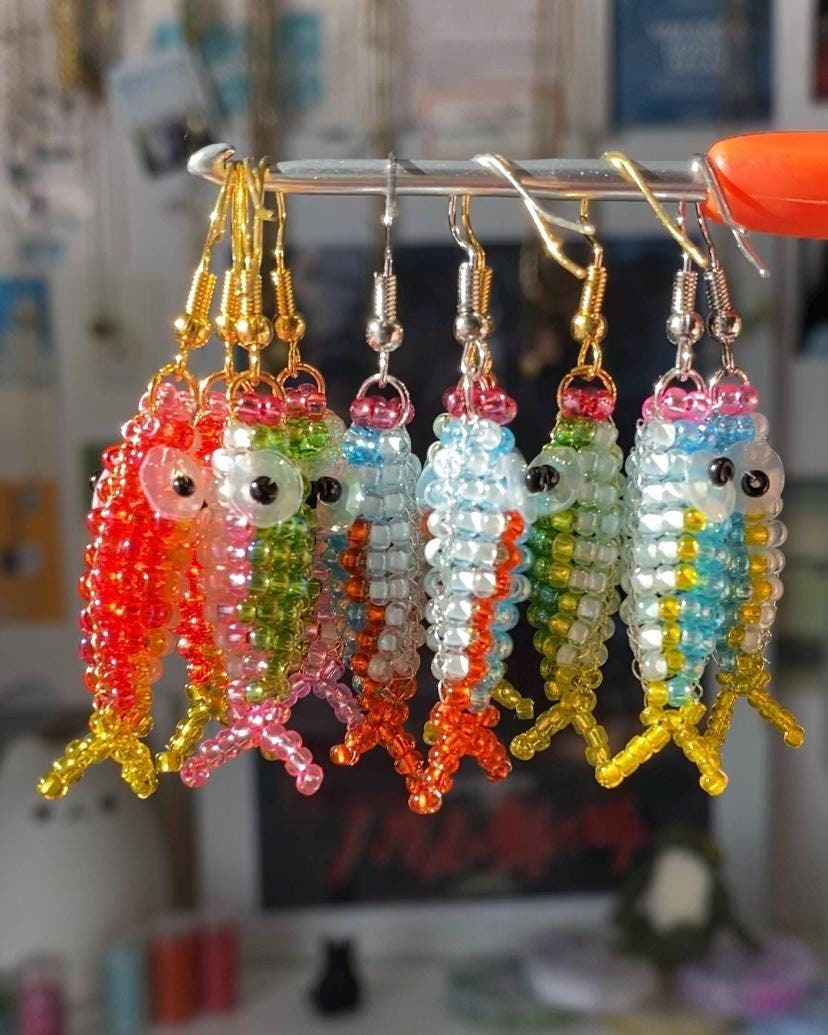 Beaded Fish Earrings - Etsy