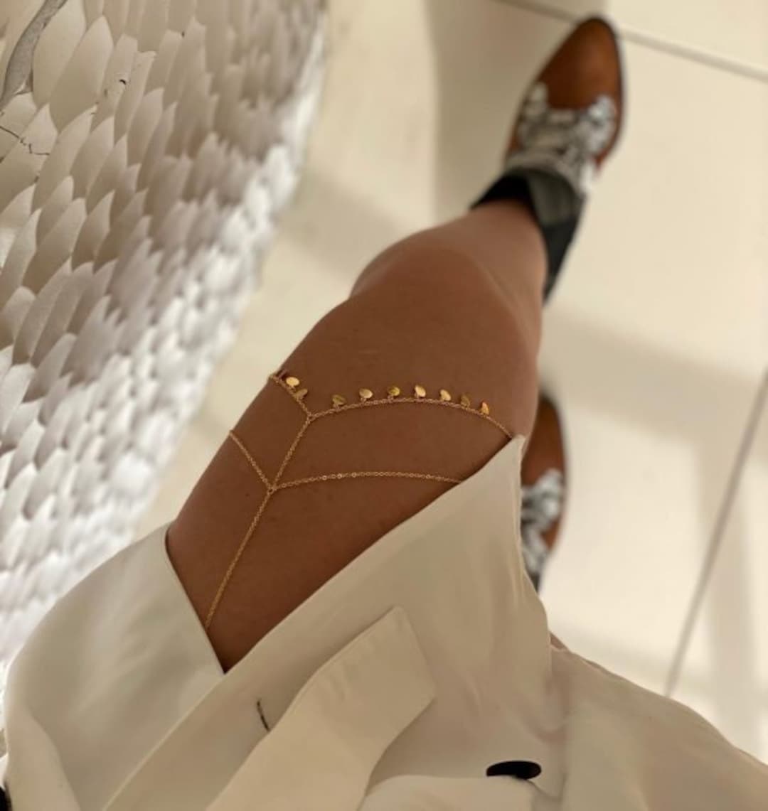 Body Jewelry Gold Leg Chain, Dainty Body Chain, Bikini Body Jewelry ...