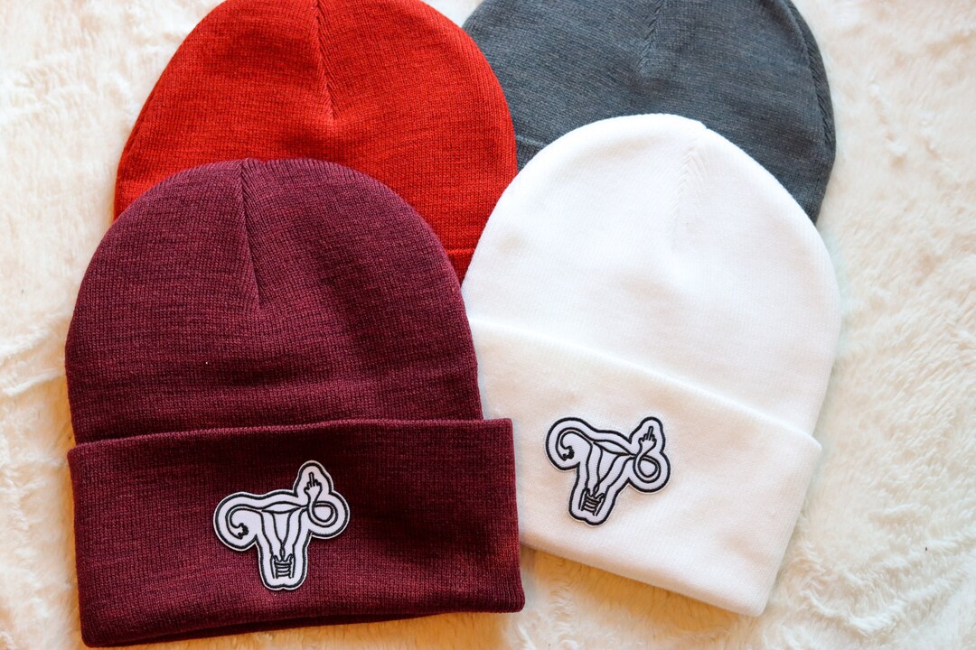 Middle Finger Uterus Hat, Womens Rights Beanie, Embroidered Patch ...