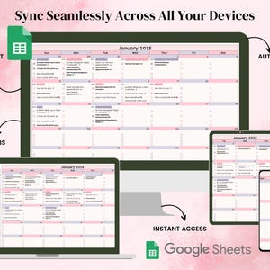 2025 Calendar Spreadsheet Google Sheets, 2025 Yearly Planner, Monthly ...