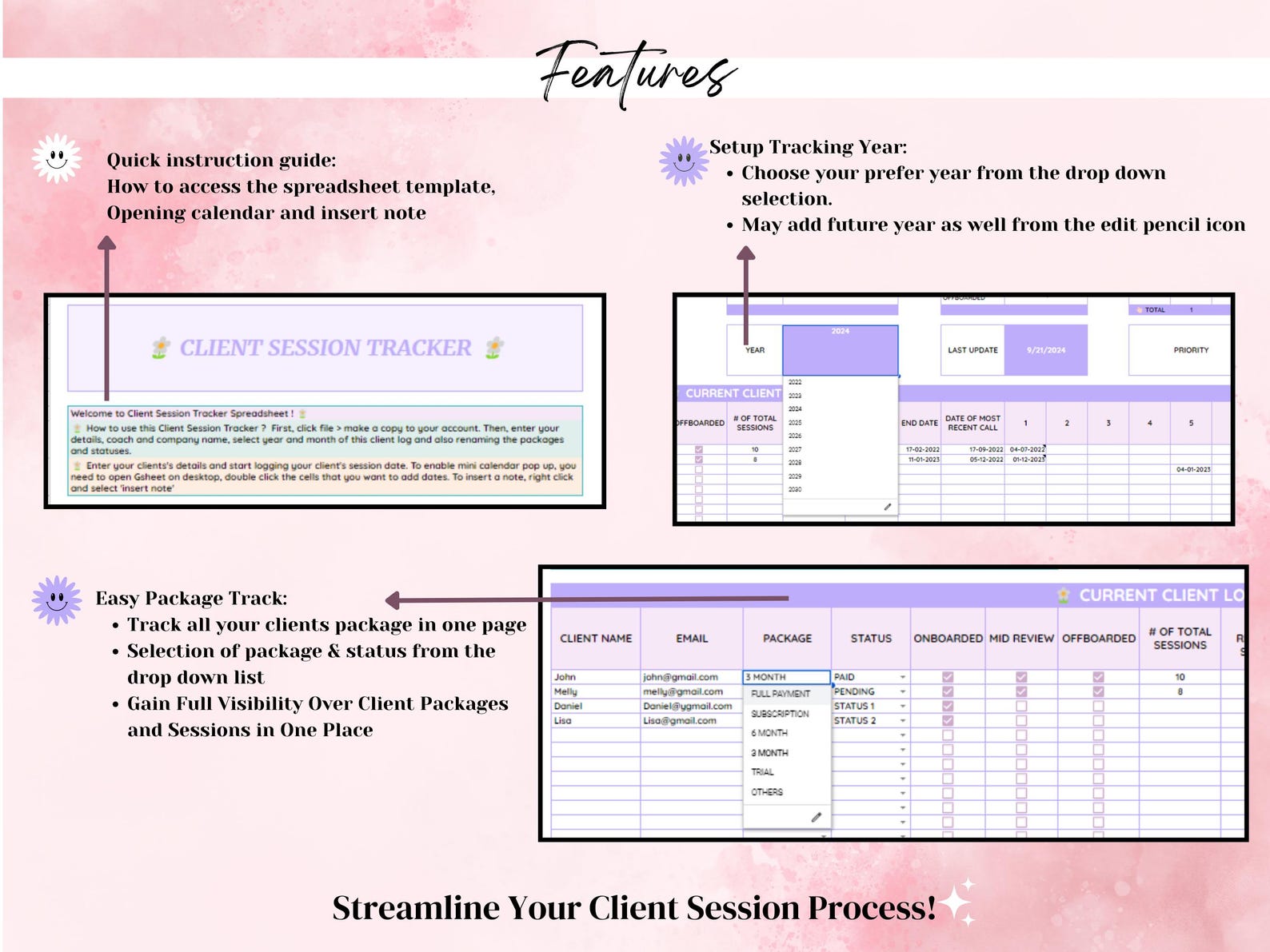 Client Tracker Spreadsheet, Client Session Tracker Google Sheets ...