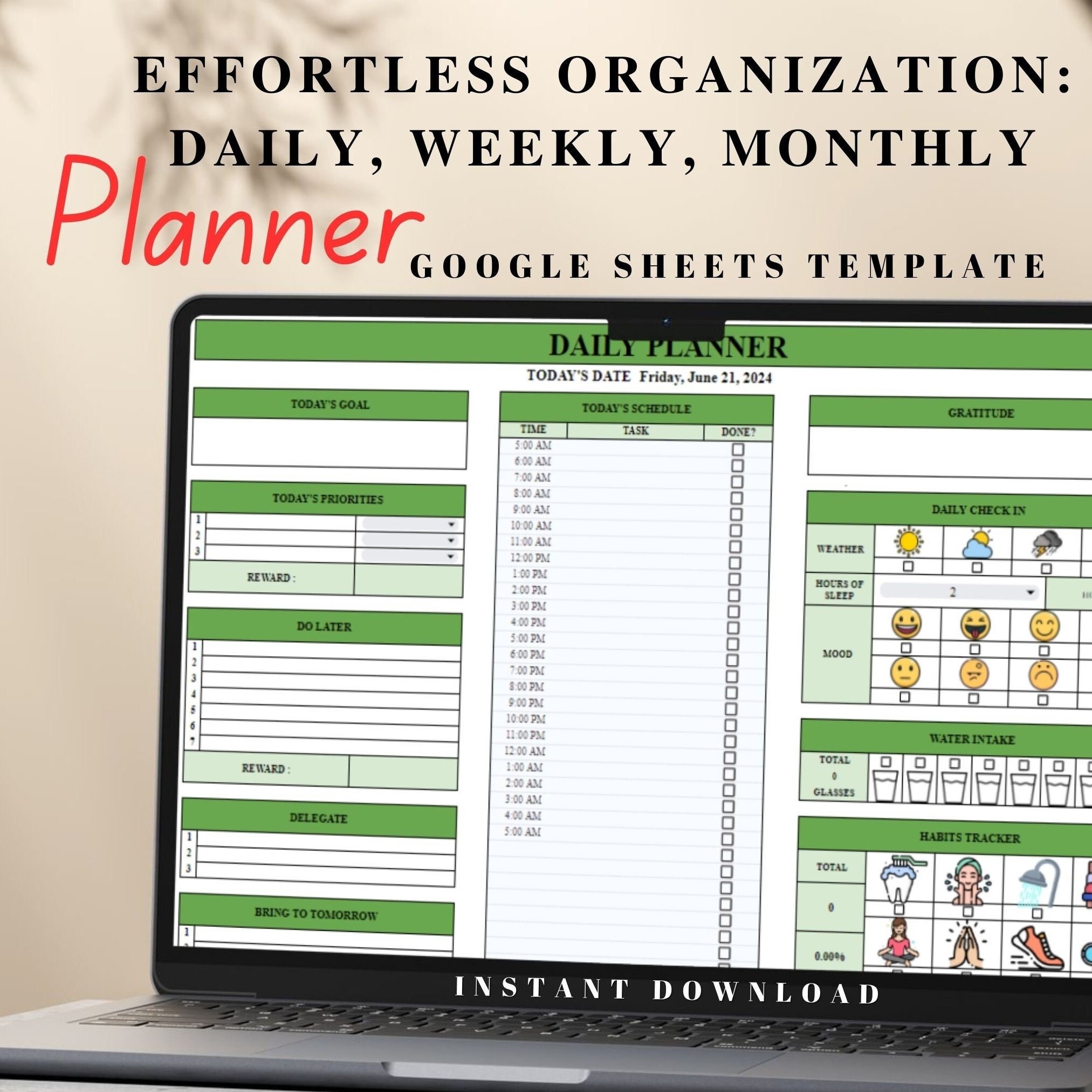 Daily Weekly Monthly Spreadsheet Google Sheet Template, Monthly ...