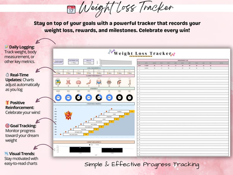 Weight Loss Tracker Spreadsheet, Fitness Tracker, Weight Journal ...