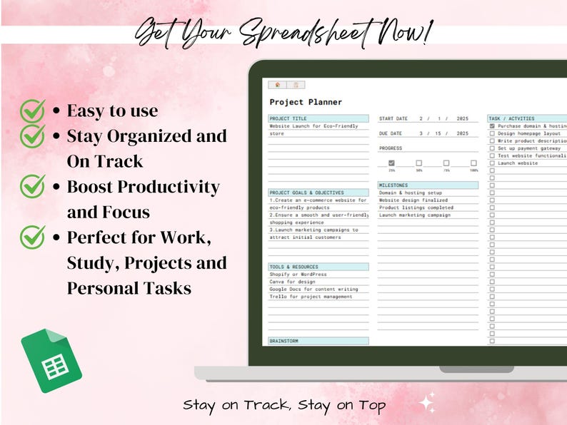 Project Planner Spreadsheet, Project Management Tool, Multi Project ...