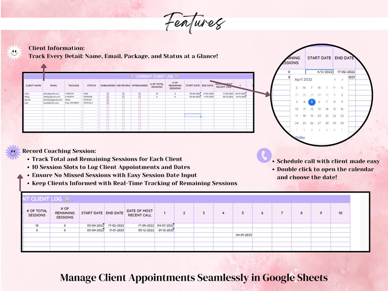 Client Tracker Spreadsheet, Client Session Tracker Google Sheets ...