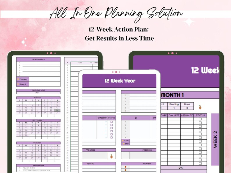 12 Week Year Planner Google Sheets, Quarterly Planner, Goal Tracker ...