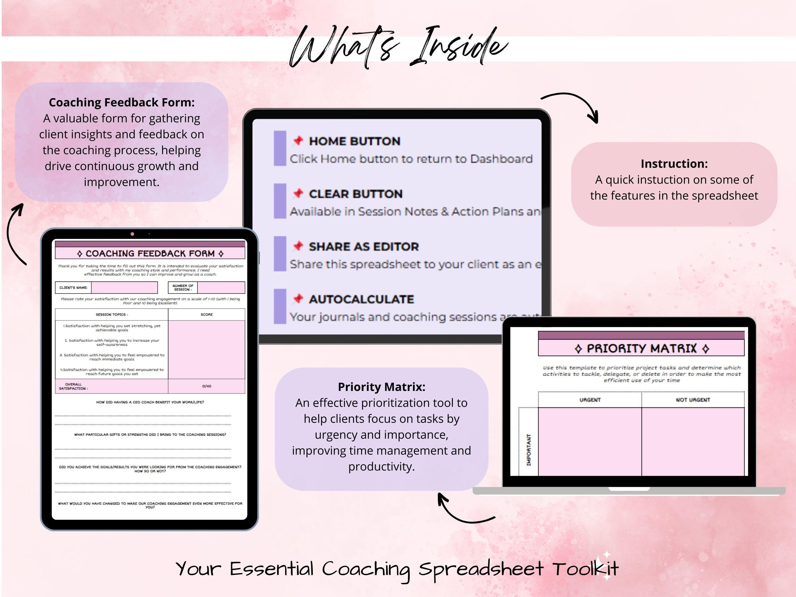 Coaching Session Worksheets Spreadsheets, Google Sheets Coaching ...