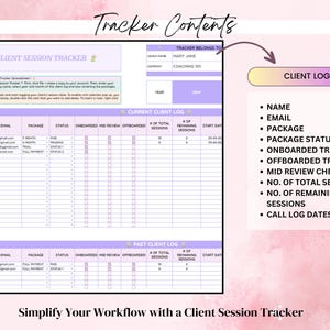 Client Tracker Spreadsheet, Client Session Tracker Google Sheets ...