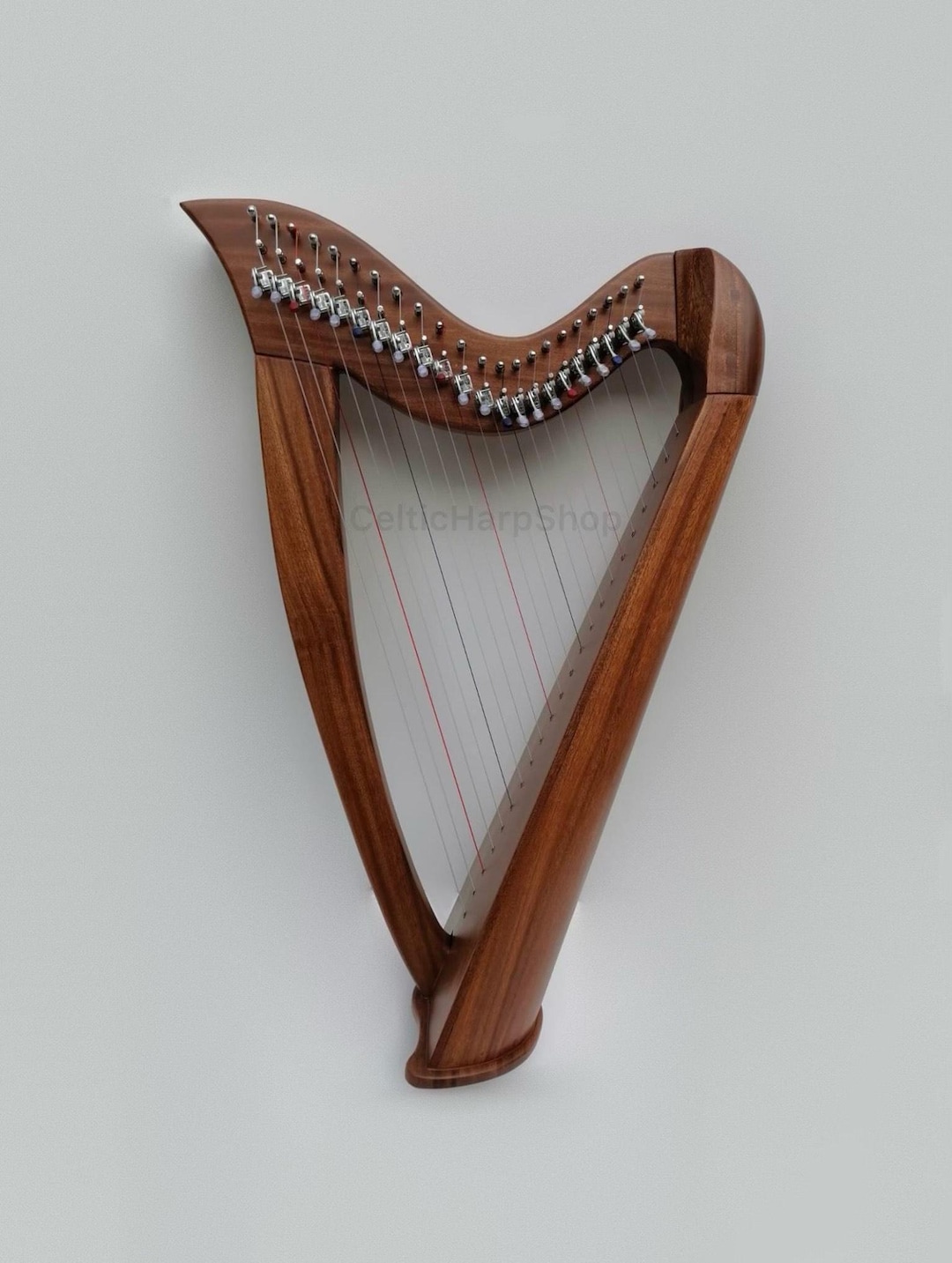 Handmade Mahogany 22-string Round Back Harp: Irish Folk Instrument ...