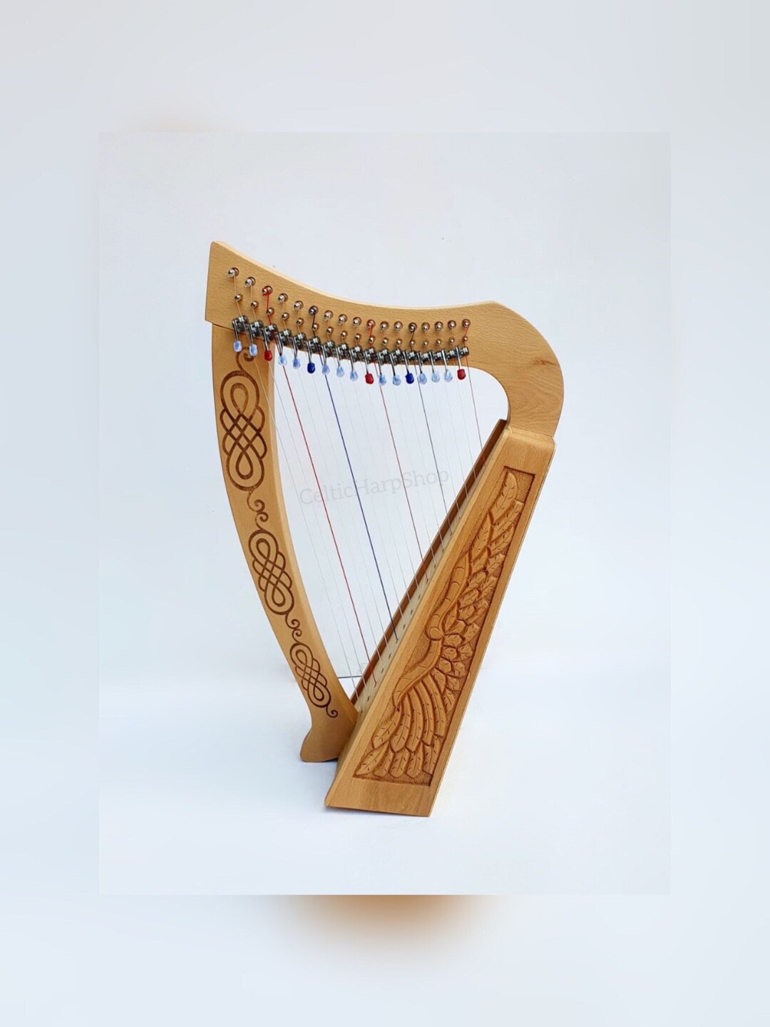 17 Strings Baby Harp, Irish Harp, Folk Harp Made With Beech Wood Comes ...