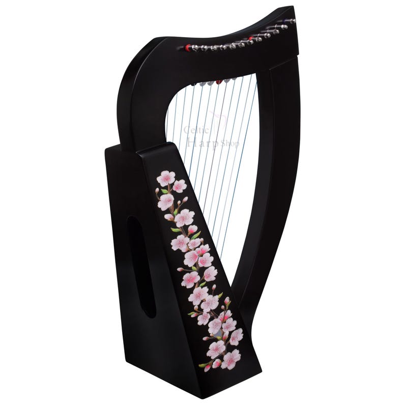 12 Strings Celtic Harp: Handmade Beechwood Instrument With Cherry ...