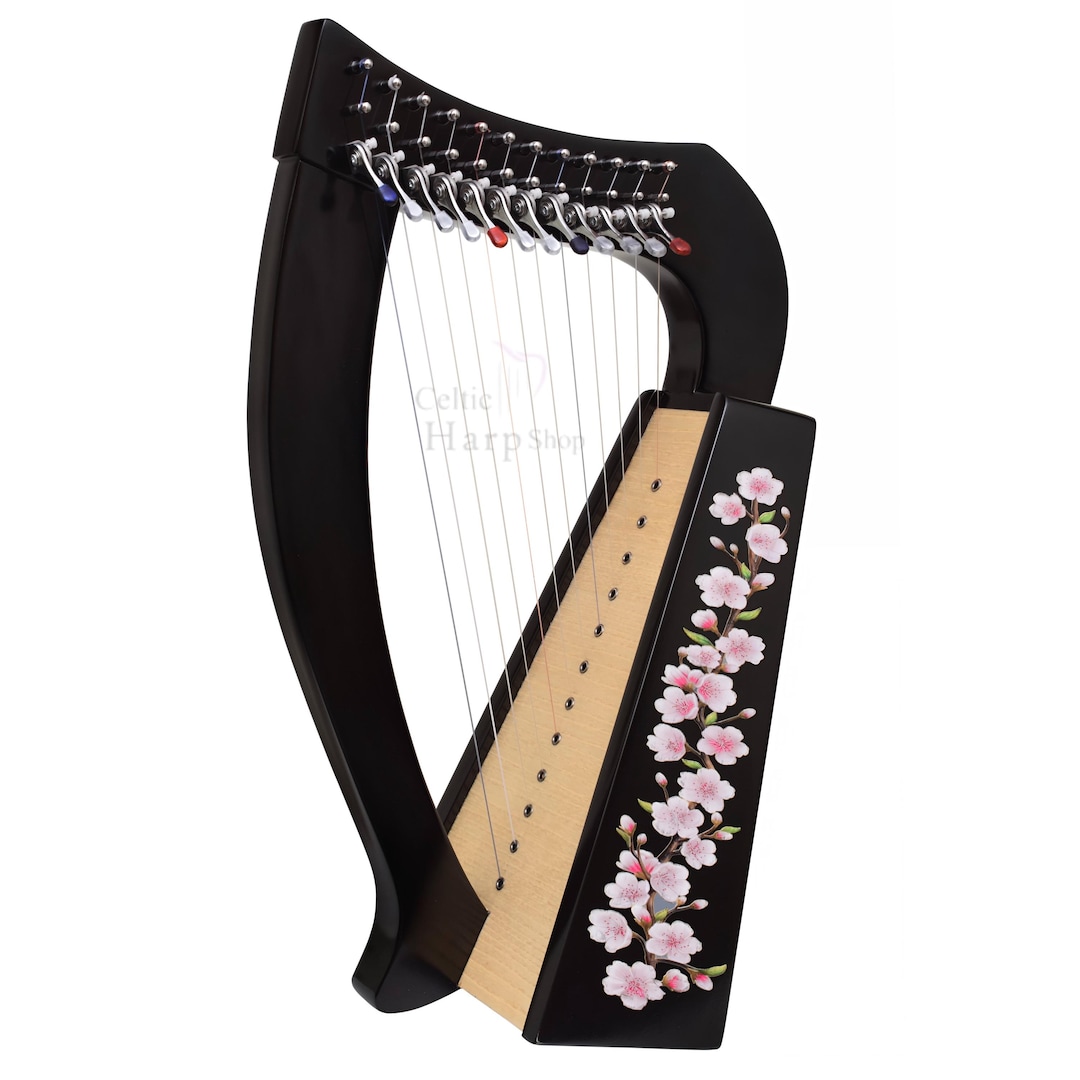 12 Strings Celtic Harp: Handmade Beechwood Instrument With Cherry ...
