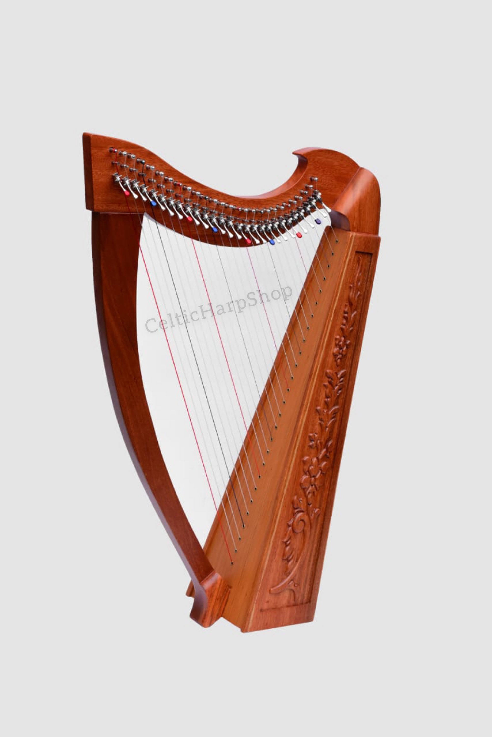 27 String Celtic Lever Harp | Handmade Mahogany Irish Folk Instrument ...