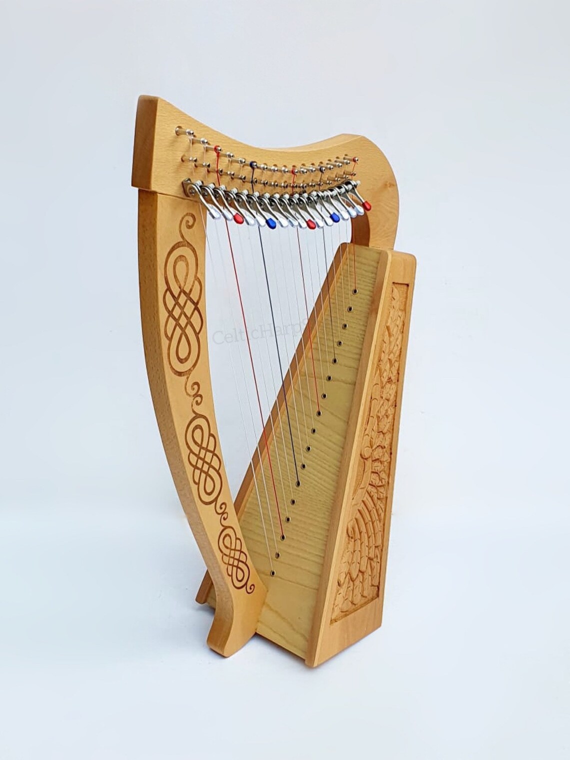 17 Strings Baby Harp, Irish Harp, Folk Harp Made With Beech Wood Comes With Padded Carry Bag ...