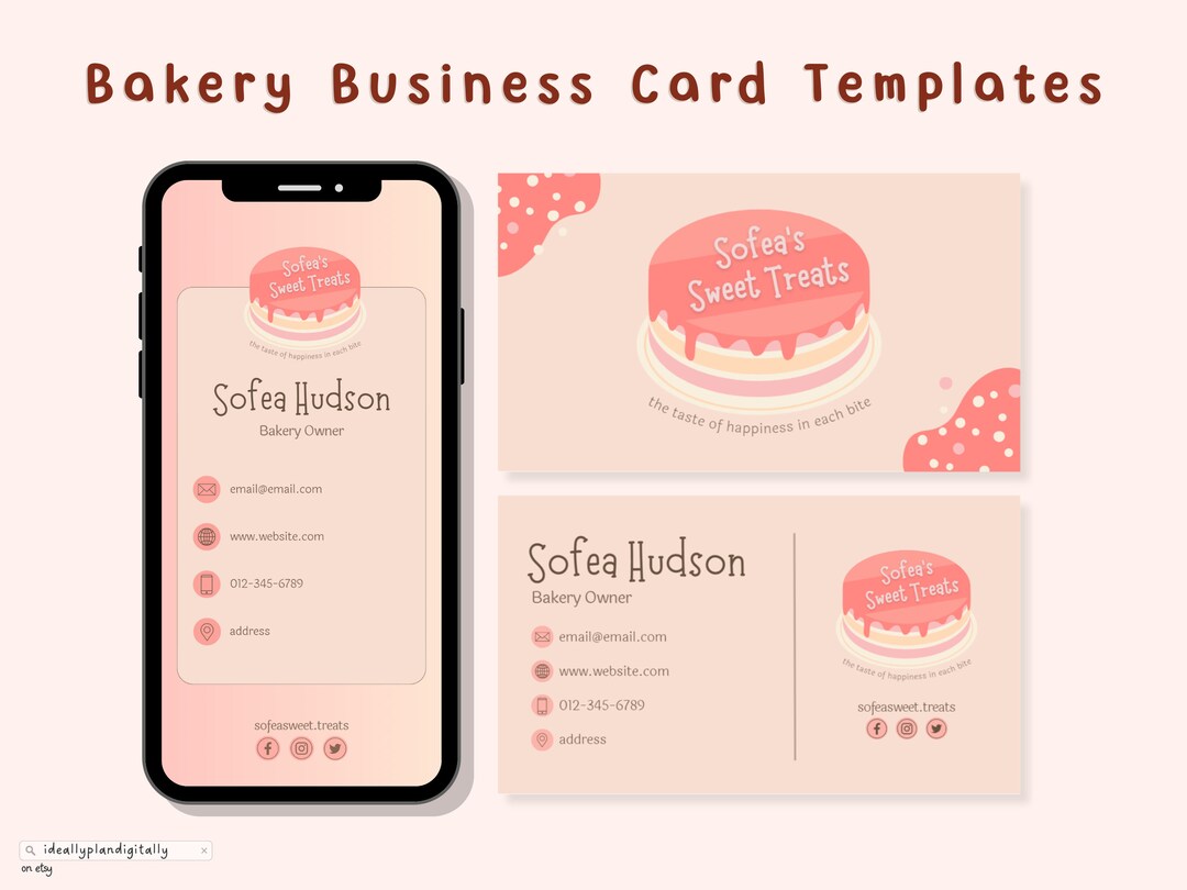 Bakery Business Card Templates Bakery Business Card Baking - Etsy
