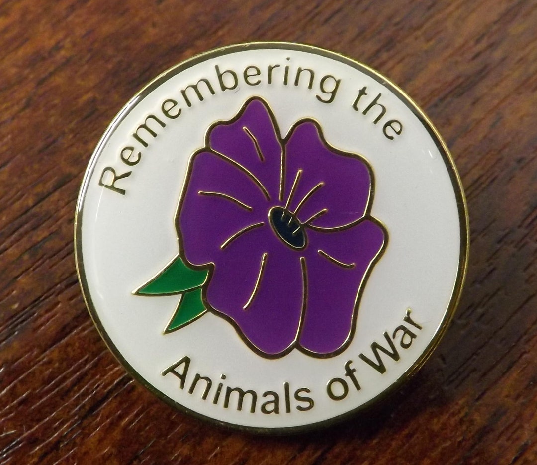 Remembering the Animals of War Purple Poppy Badge (cream Background) - Etsy