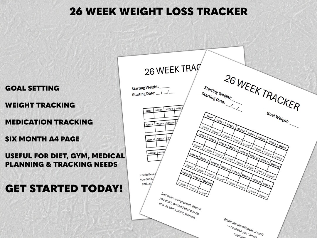 Body Weight Tracker - A4 PRINTABLE Tracker - Weighttracker - Exercise ...